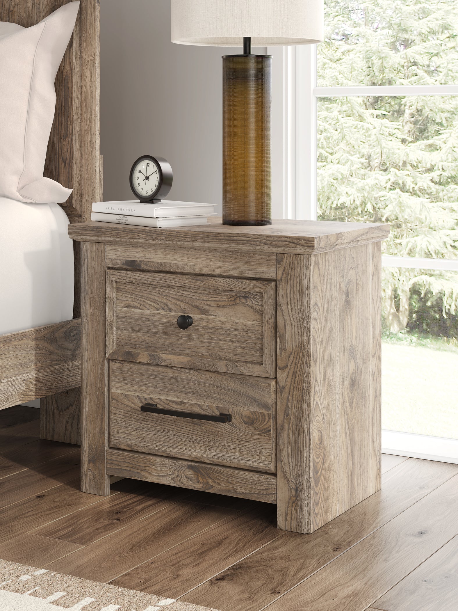 Rusticott Two Drawer Night Stand — Madison Home Furniture